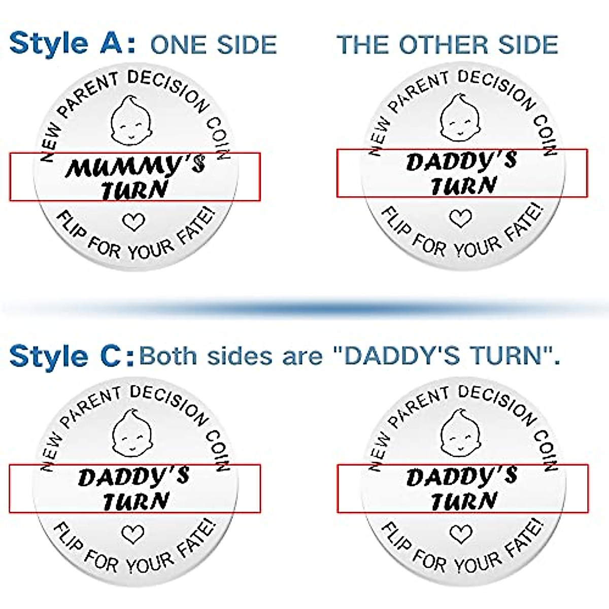 Neatbuddy Decision Making Coin 2PCs Set, Pregnancy Gifts for First Time Moms, New Dad Gifts, New Moms Gifts for Women,New Baby Gift for New Parents to Be Birthday Gift