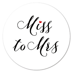 Miss to Mrs Stickers, 2inch Wedding Bridal Shower Bachelorette Party Favor Labels 40-Pack