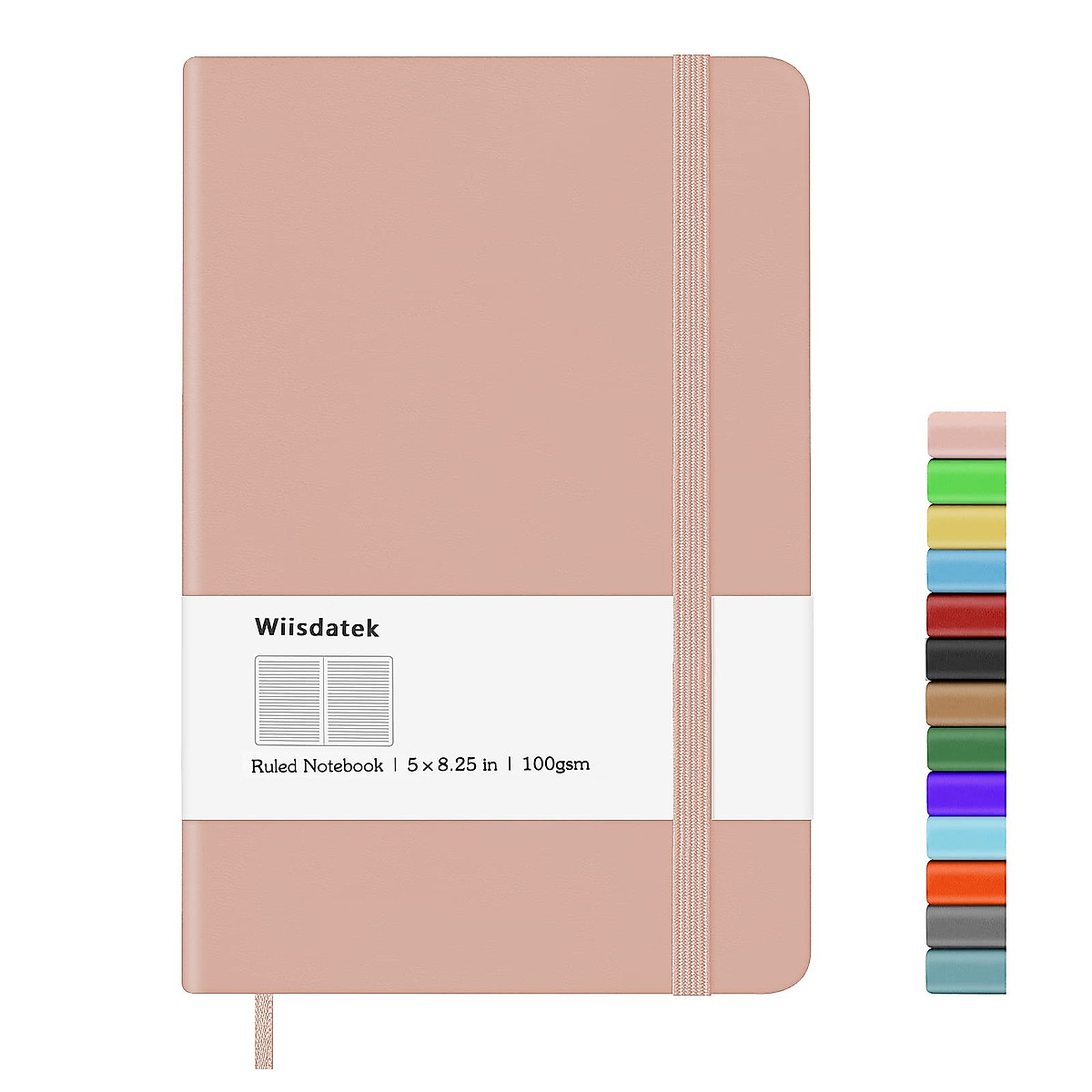 Wiisdatek Notebook Journal, Lined Hard Cover,100Gsm Premium Thick Paper with Inner Pocket for Writing Note Taking Office School,5"×8.25"(Pink)