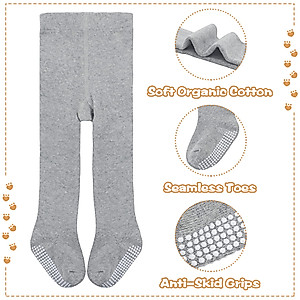 Zando Baby Tights for Girls Non Slip Grip Soft Comfortable Cotton Pantyhose Infant Seamless Leggings Toddler Thick Solid Knit Socks Warm Cute Baby Newborn Infant Stockings White L