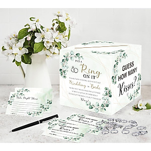 Bridal Shower Games-3 Wedding Games:Put a Ring On It Games,Guess How Many Kisses,Date Night Ideas.Eucalyptus Bridal Shower Decor,Wedding Shower Games,Engagement Party Games,Bachelorette Party Games,1