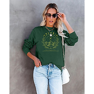 VILOVE Acotar Velaris Sweatshirt Women City Of Starlight Pullover Vintage Stars Graphic Shirt Causal Long Sleeve Hoodie Green