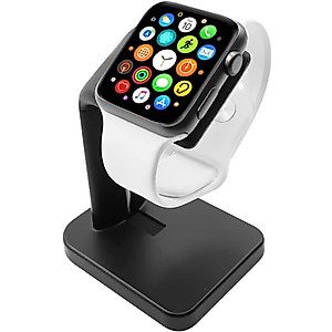 Macally Apple Watch Charger Stand for Series Ultra, 9, 8, 7, 6, 5, 4, 3, 2, 1, SE (44mm, 42mm, 40mm, 38mm) - Sleek iWatch Apple Watch Stand Dock - The Perfect Apple Watch Charging Station - Black