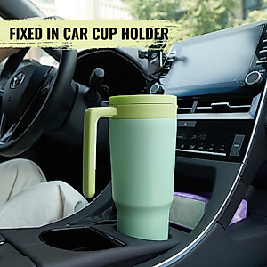 Fijinhom 40 oz Tumbler with Handle and Straw, Triple Layer Insulated Stainless Steel Water Bottle with Infuser, Travel Tumbler Fit Most Cupholder, Gifts for Women & Men, Mint