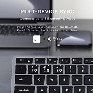 Satechi Slim X1 Bluetooth Backlit Keyboard – Illuminated Keys & Multi-Device Sync – for M2/ M1 MacBook Pro/Air, M2/ M1 iPad Pro/Air, M2 Mac Mini, iMac M1 - Space Gray