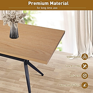 LUCKYERMORE 48 X 30 Inch Dining Table for 4-6 Persons, Wood Kitchen Table with 1.5" Thickness Tabletop and Solid Metal Legs, Rectangular Modern Coffee Table for Dining Room, Living Room, Cafe, Bar