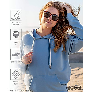 Global Blank French Terry Sweatshirts for Women, Lightweight Pullover Hoodie, Olive Green, Medium