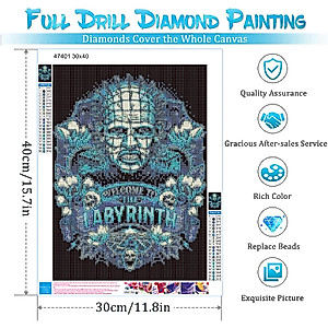 AOKLLA Diamond Painting Kits for Adults Clearance, 6 Pack Halloween Diamond Art Kits for Kids, DIY 5D Round Full Drill Crafts Diamond dots Home Wall Decor Gifts Horror Movie (12x16inch)