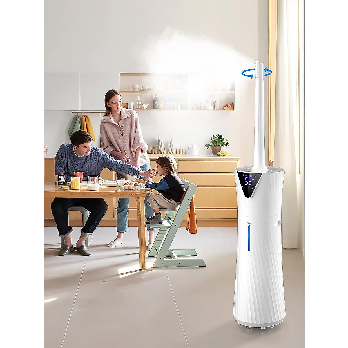 MONISEN Smart Humidifier Large Room for 2000 sq ft, 17L/4.5Gal Humidifiers for Bedroom with Wi-Fi App & Remote Control, Ultrasonic Cool Mist Large Humidifiers for Home with Essential Oil Box, 3 Speed