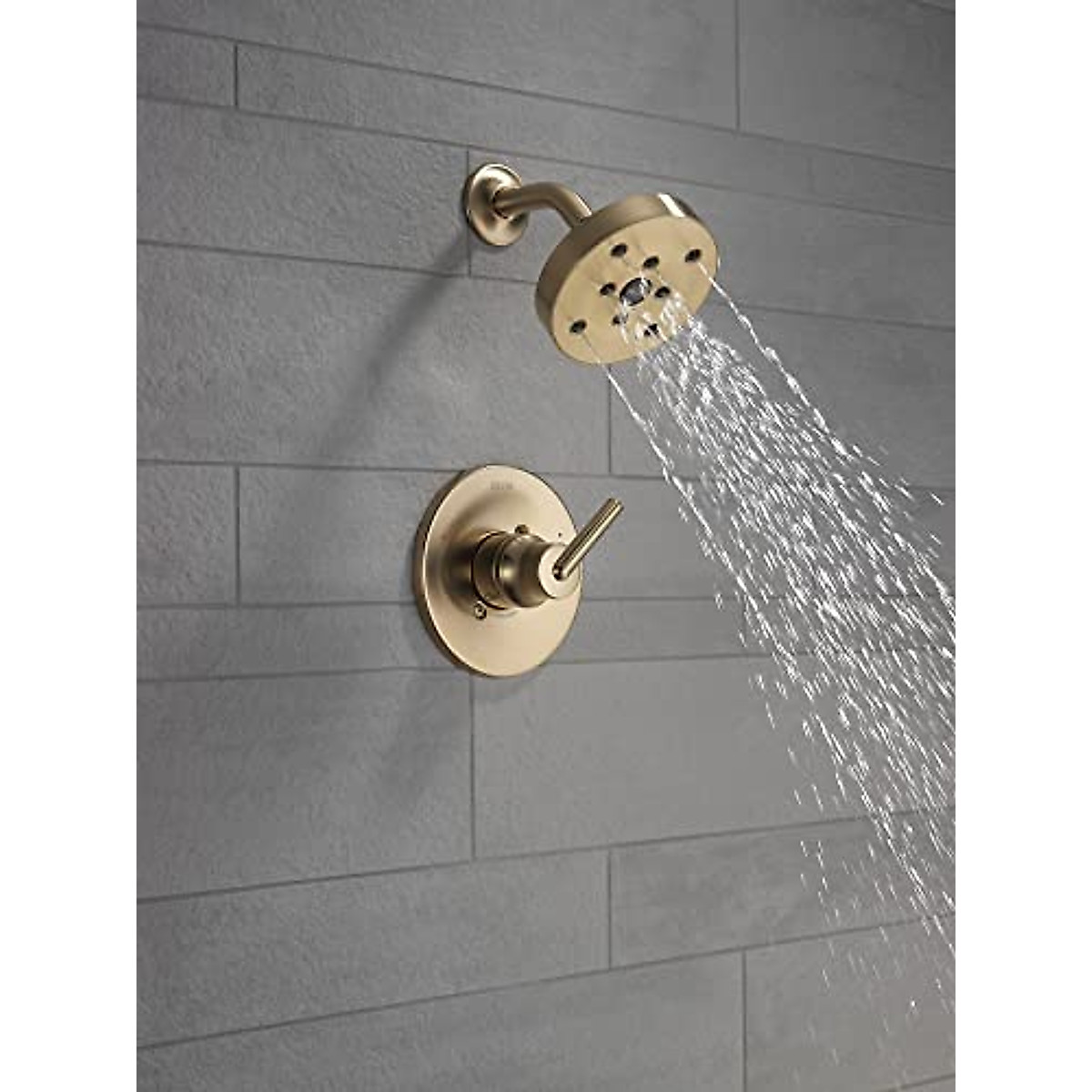 Delta Faucet Trinsic 14 Series Single-Function Shower Trim Kit with Single-Spray H2Okinetic Shower Head, Champagne Bronze T14259-CZ (Valve Not Included)