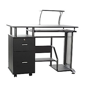 OneSpace Rothmin Computer Desk with Storage Cabinet,Black
