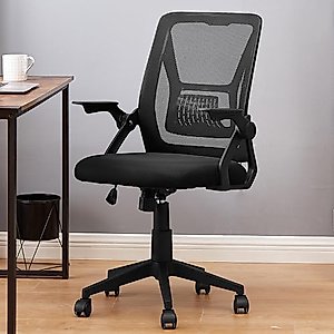 VECELO Mid-Back Swivel Ergonomic Office Chair with Adjustable Arms, Mesh Lumbar Support for Computer Task Work, Black