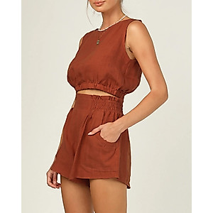 Eurivicy Women's 2 Piece Outfits Sleeveless Crop Tank Top and High Waist Pocketed Shorts Loose Summer 2pcs Short Sets