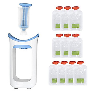 YEmirth Baby Food Maker with 10PCS Pouch, Squeezes Station Fresh Fruit Juice Puree Squeezer Reusable Storage Bags for Snacks Storage, Perfect Home Outdoor Camping Traveling(A1)