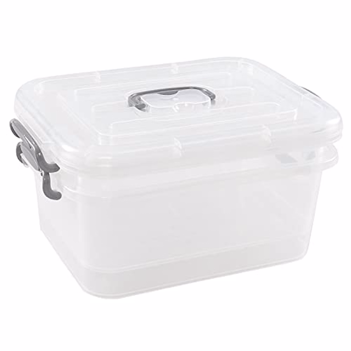 Hommp 8 L Clear Plastic Storage Box, Plastic Latching Box with Lid, 2-Pack