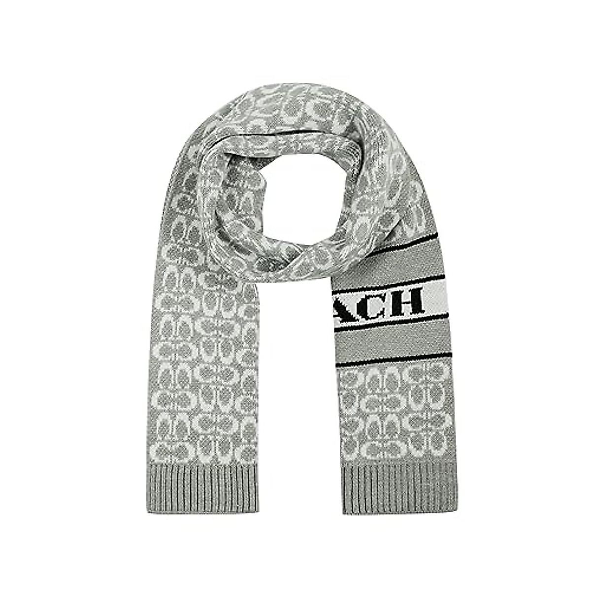 Coach Women's Signature C Logo Knit Scarf, Chalk, One Size