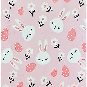 Serafina Home Easter Spring Velvet Fleece Throw Blanket: Spring Bunnies Enjoy Frolicking in The Flowers Fun, Accent for Couch Sofa Chair Bed or Dorm (Spring Bunnies)