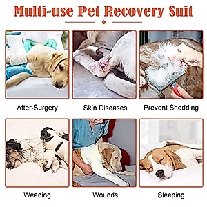 Recovery Suit Surgical Cloths for Large Dogs, Cone Alternative Neuter Skin Diseases Bodysuit, Dog Pajamas Shirt, Abdominal Wound Prevent Licking Dog Onesies(6XL, Pink Stripe)