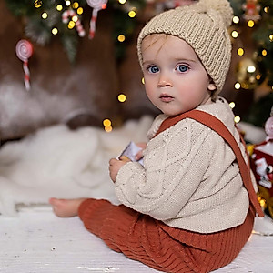 mama-yoyo baby&kids |100% Organic Cotton | GOTS Certificate | Baby Knit Leggings with Suspenders | High Waist Tights | Winter Fall Baby Pants | Baby Knitwear Premium Comfortable Clothes |Cappucino