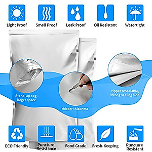 Momtail 10 Pcs 5 Gallon Mylar Bags with Oxygen Absorbers(2500cc),11.8 Mil Thickness Mylar Bags for Food Storage,Heat Sealable,Zipper Resealable,Stand-Up Mylar Bags(27” x 17”)