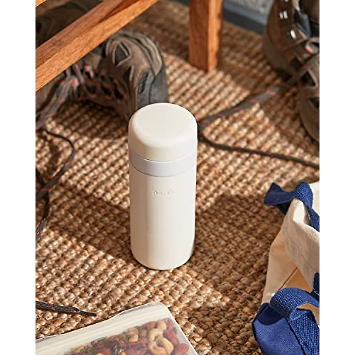 W&P Porter Insulated Bottle 16 oz | Clean Taste Ceramic Coating for Water, Coffee, & Tea | Wide Mouth Vacuum Insulated | Dishwasher Safe, Cream