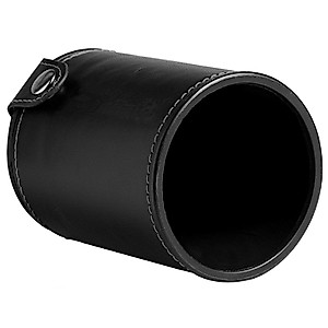 Cyber-Deals Set of Dice Cup with Storage Compartment Black PU Leather Felt Lined + (5) 16mm Rounded Corners Chinese Japanese Dice (Gift Boxed) (Black Felt Lining)