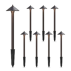 Malibu Low Voltage Landscape Pathway Lights 8PK Landscape Lighting Kit 10W Halogen 25 Lumen Path Lights 12V AC Outdoor Warm White Walkway Lights with Stake and Connector for Garden Patio Walkway