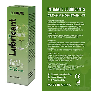 BED GAME No-Alcohol Water-Based Personal Lubricant, No Rinse Mojito Flavored Lube, Intimate Longlasting Non-Sticky Gel for Couples Massage (Mojito)