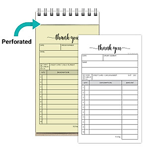 321Done Thank You Receipt Book, 3.4x5.5 2-Part Carbonless Spiral Bound - Made in USA, Receipt Book with Carbon Copies for Small Business, 50 White/Yellow Pages