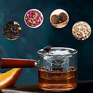 PARACITY Glass Teapot with Infuser, Japanese Tea pot Stovetop Safe, Clear Tea Kettle with Wooden Handle, Blooming and Loose Leaf Tea Maker for Camping, Travel 19 oz 550 ml