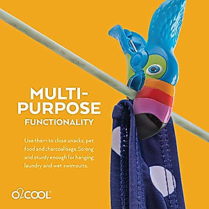 O2COOL Bocaclips - Beach Towel Clips For Beach Chairs, Patio And Pool Accessories - (Toucan) 2 Count