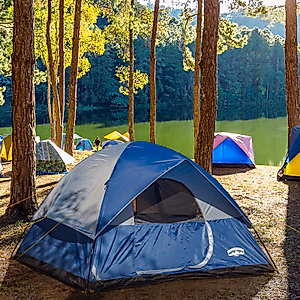 Pacific Pass Camping Tent 6 Person Family Dome Tent with Removable Rain Fly, Easy Setup for Camp Backpacking Hiking Outdoor , Navy Blue, 118.1x118.1x74.8 inches