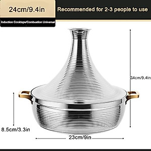 Large Moroccan Tagine Pot - Stainless Steel Tajine Casserole with Cone-Shaped Lid, Non Stick Cooking Pot with 2 Handles - Perfect for Traditional Moroccan Cooking