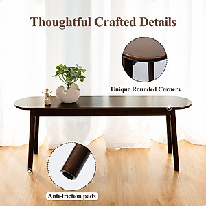 Cttasty Entryway Bench, Solid Wood Dining Bench, Midcentury End of Bed Bench w/Rounded Corner, Outdoor Bench w/Robust Construction, Bedroom Bench, 10.24" W x 17.72" H（Walnut 39.4inches）