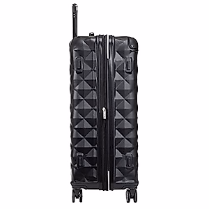 Kenneth Cole Reaction Diamond Tower Luggage Lightweight Hardside Expandable 8-Wheel Spinner Travel Suitcase, Black, 28-Inch Checked