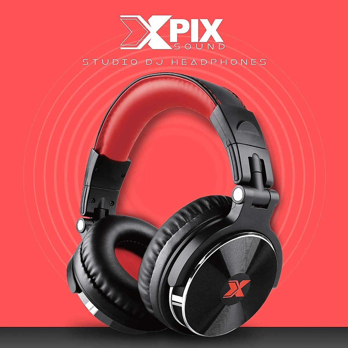 XPIX Pro DJ Headphones Closed Back Over Ear Stereo Monitor Headphones, For Monitor & Mixing, Single Side, Dual Source Monitoring