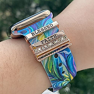 Idealiveny 4pcs Metal-Decorative-Rings-Loops Compatible for Iwatch 38mm 40mm 42mm 44mm Sparkles Jewelry-Accessories-Charms for Watch Band Series 6/5/4/3/2/1 Watch Band Accessories (rose gold)