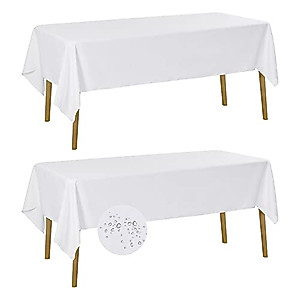 Fokitut 2 Pack Waterproof Rectangle Tablecloth, 60x120 Inch ,Stain Resistant and Wrinkle Polyester Table Cloth, Fabric Table Cover for Kitchen Dining, Wedding, Party, Holiday Dinner-White