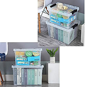 Ggbin 22 Quart Plastic Storage Box with Lid, Black Latching Bins, 6 Packs.