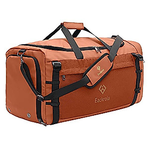 Eackrola Large Sports Gym Bag, Travel Duffel bag with Wet Pocket & Shoes Compartment for men women, 65L, Lightweight