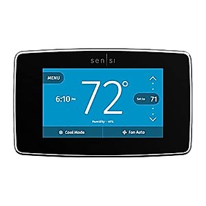 Sensi Touch Smart Thermostat by Emerson with Touchscreen Color Display, Programmable, Wi-Fi, Mobile App, Easy DIY, Data Privacy, Works with Alexa, Energy Star Certified, ST75 - Black, C-Wire Required