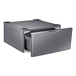 SAMSUNG 27-Inch Washer Dryer Pedestal Stand w/ Pull Out Laundry Storage Drawer, Stainless Steel, WE402NP/A3, Platinum