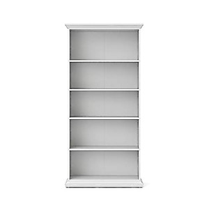 Pemberly Row Modern Contemporary Wood 5 Shelf Bookcase in White Finish