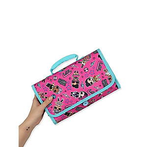L.O.L. Surprise! Girl's Tri-fold Multipurpose Collectible Toy Storage Accessory Toiletry Travel Bag Case (One Size, Pink)