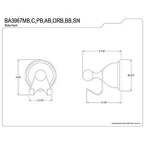 Kingston Brass BA3967PB Restoration Robe Hook, Polished Brass