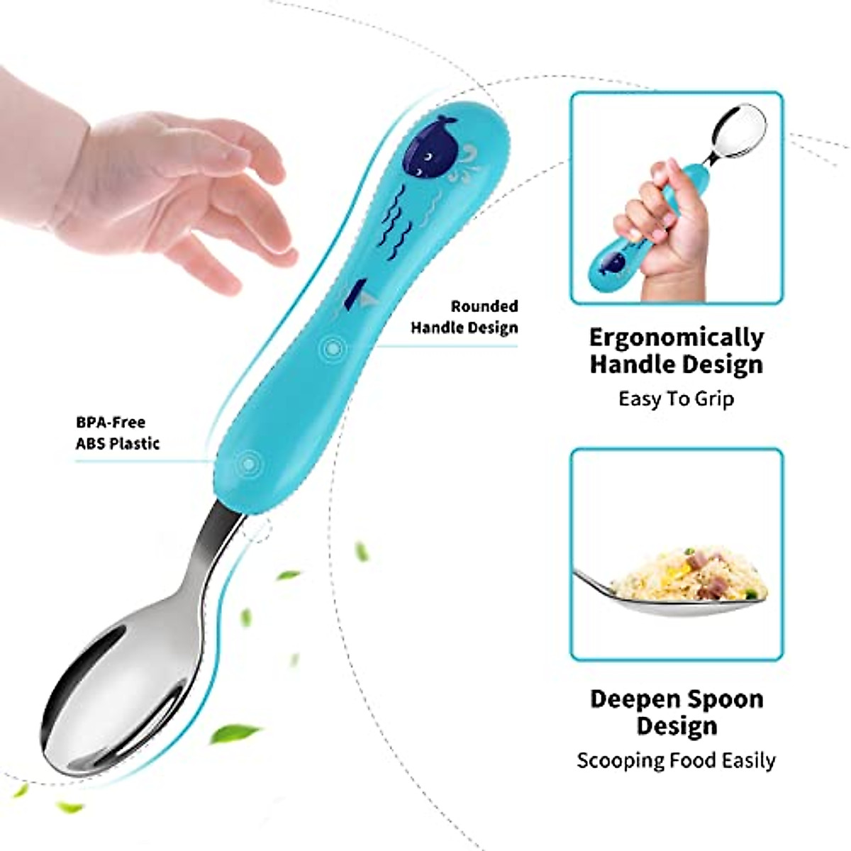 Lehoo Castle Toddler Utensils Kids Silverware, 6pcs Safety Stainless Steel Toddler Fork Spoon Knife Set, Children Flatware Set, Safety Utensils for Toddler and Children