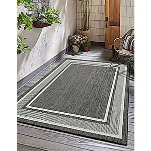 Adiva Rugs Outdoor Indoor Area Rug, Weather Resistant, Easy to Clean, Stain Resistant Floor Mat for Dining Room, Backyard, Deck, Patio (Pebble Weiss, 5'3" x 7')