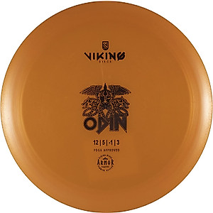 Viking Discs Odin Armor Plastic | Distance Driver | Advanced Disc Golf Driver [Stamp Color & Color Shade May Vary] (173-176g, Orange)