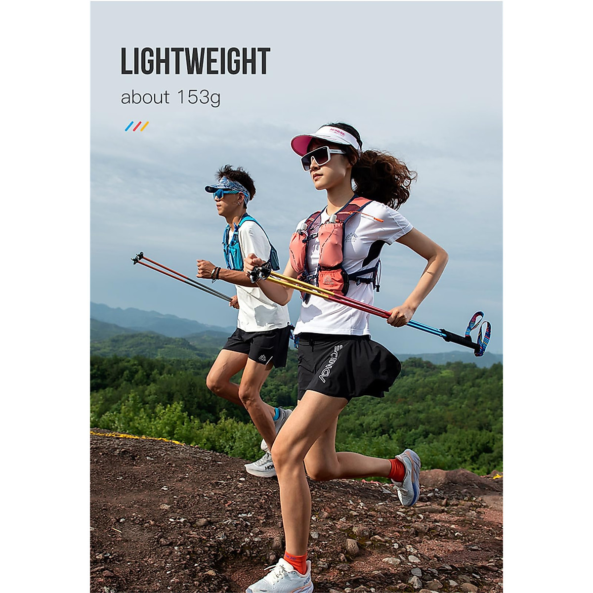 AONIJIE 2 PCS Walking Sticks Folding Z Trekking Poles with EVA Grip, Quick Lock, Shock Absorbent, Lightweight (Gold-110cm)