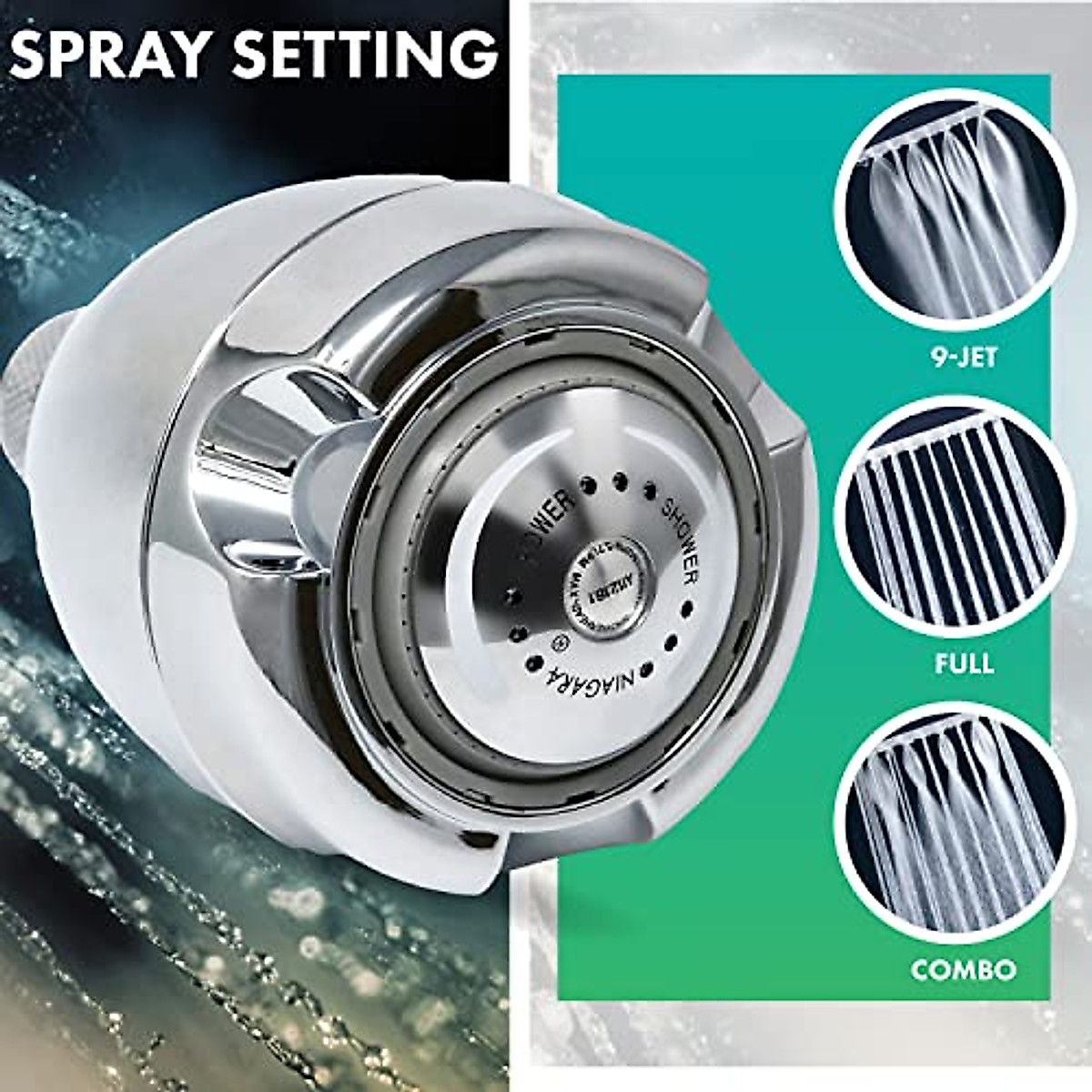 Niagara Conservation N2917CH Earth Spa 3-Spray with 1.75 GPM 2.7-in. Wall Mount Adjustable Fixed Shower Head in Chrome, 1-Pack | Bathroom Shower Head Sprayer with Pressure Compensation Technology
